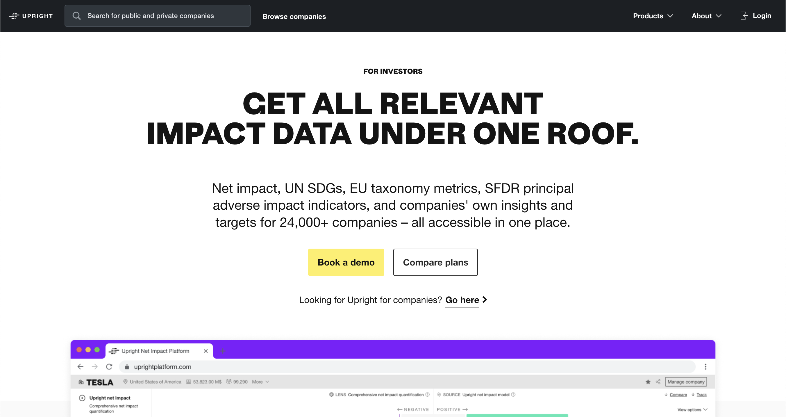 Upright for investors - All relevant impact data under one roof